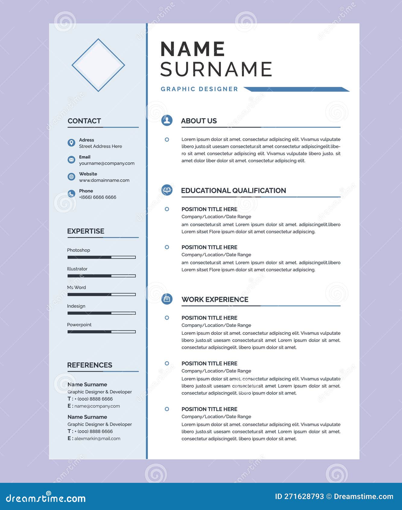 Modern Cv Resume Template With Ribbon Header Royalty-Free Stock Photo ...