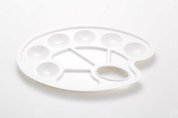 New Clean White Plastic Palette on Gray Stock Photo - Image of artist ...