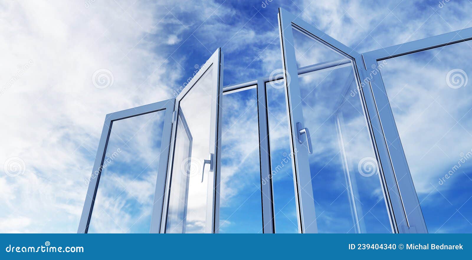 New Clear and Clean Open PCV Windows on Sunny Sky Stock Photo - Image ...