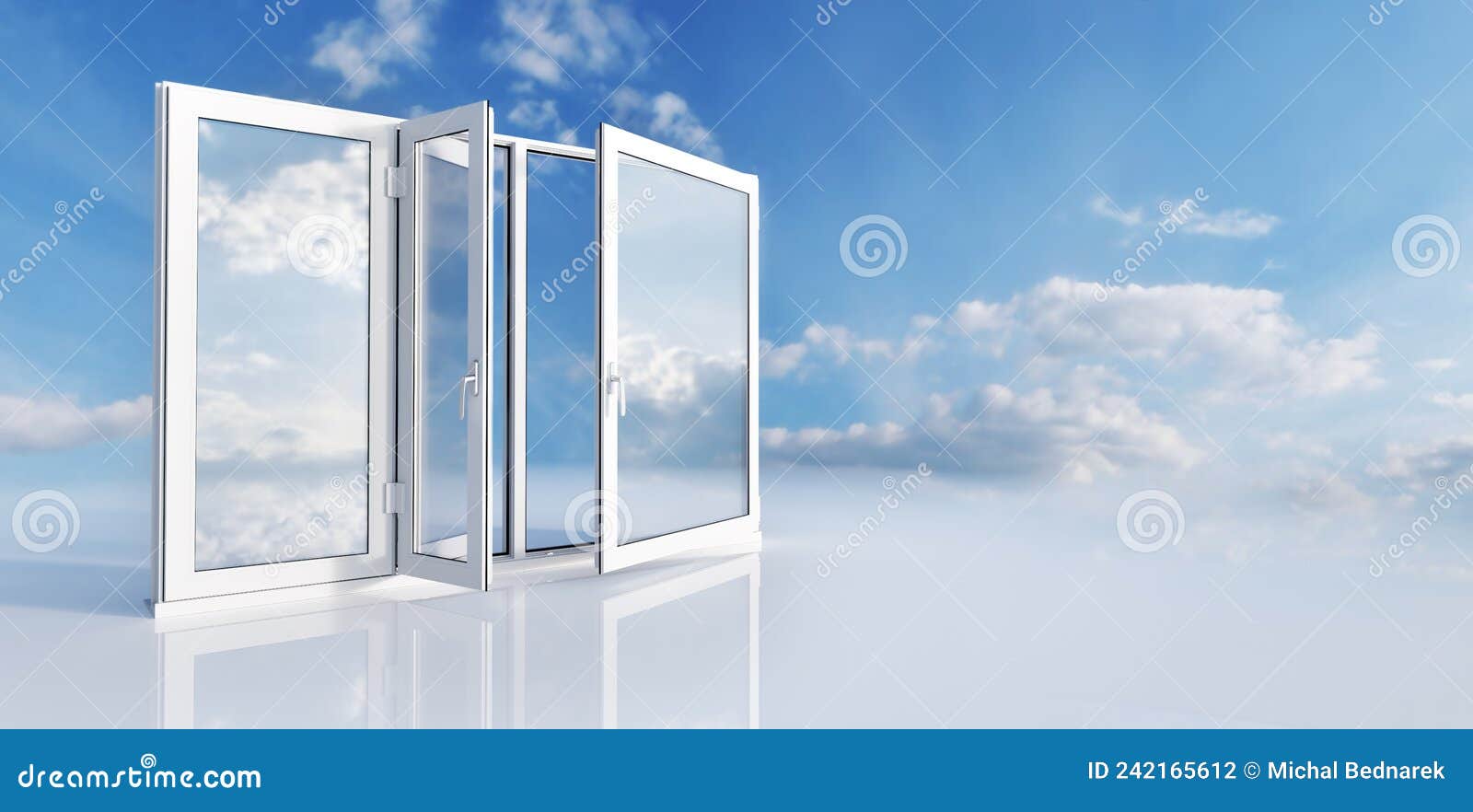 New Clear and Clean Open PCV Windows on Sunny Sky Stock Illustration ...