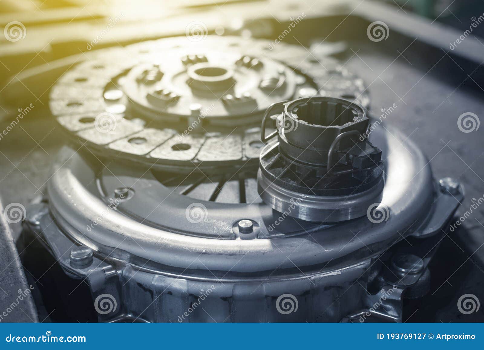 New Clutch Kit in a Car Service before Installation on a Car. Close Up ...
