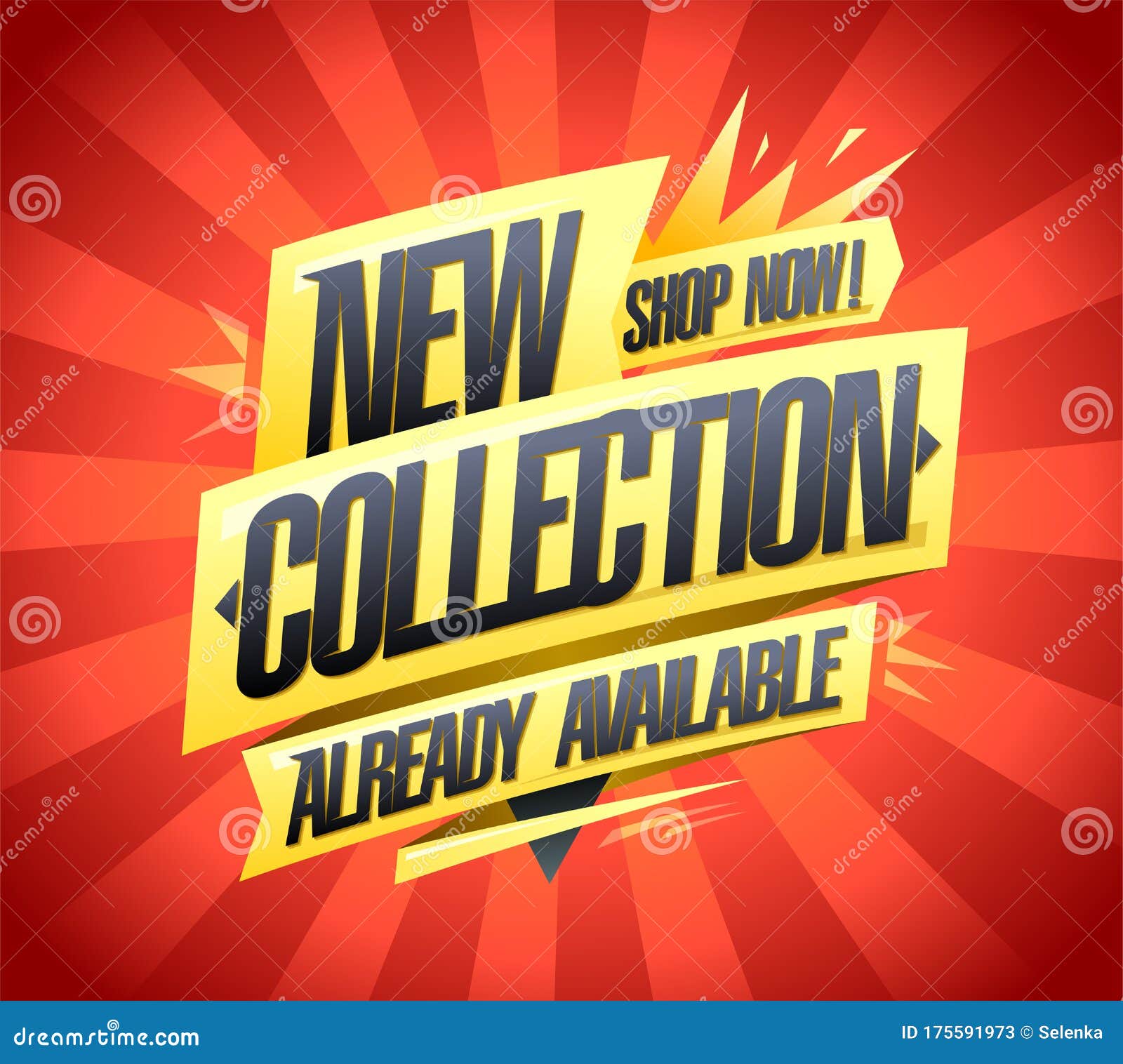 New Collection Already Available, Shop Now, Advertising Vector Banner ...