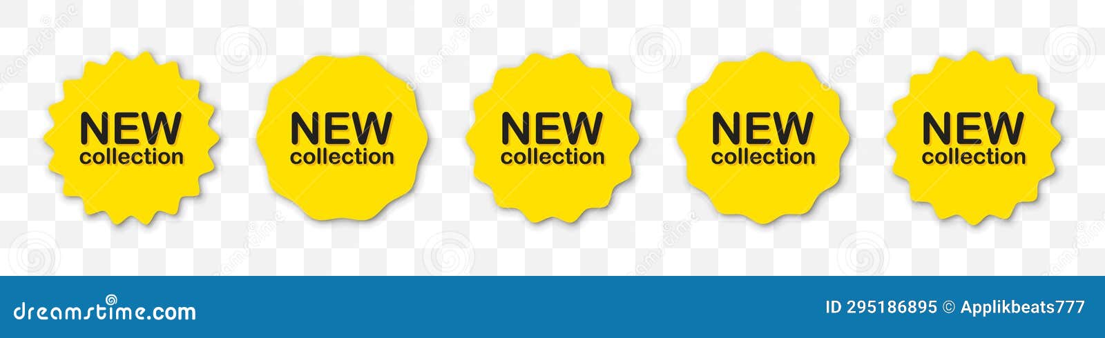 New Collection Labels Set in Yellow with Shadow. Vector Illustration ...