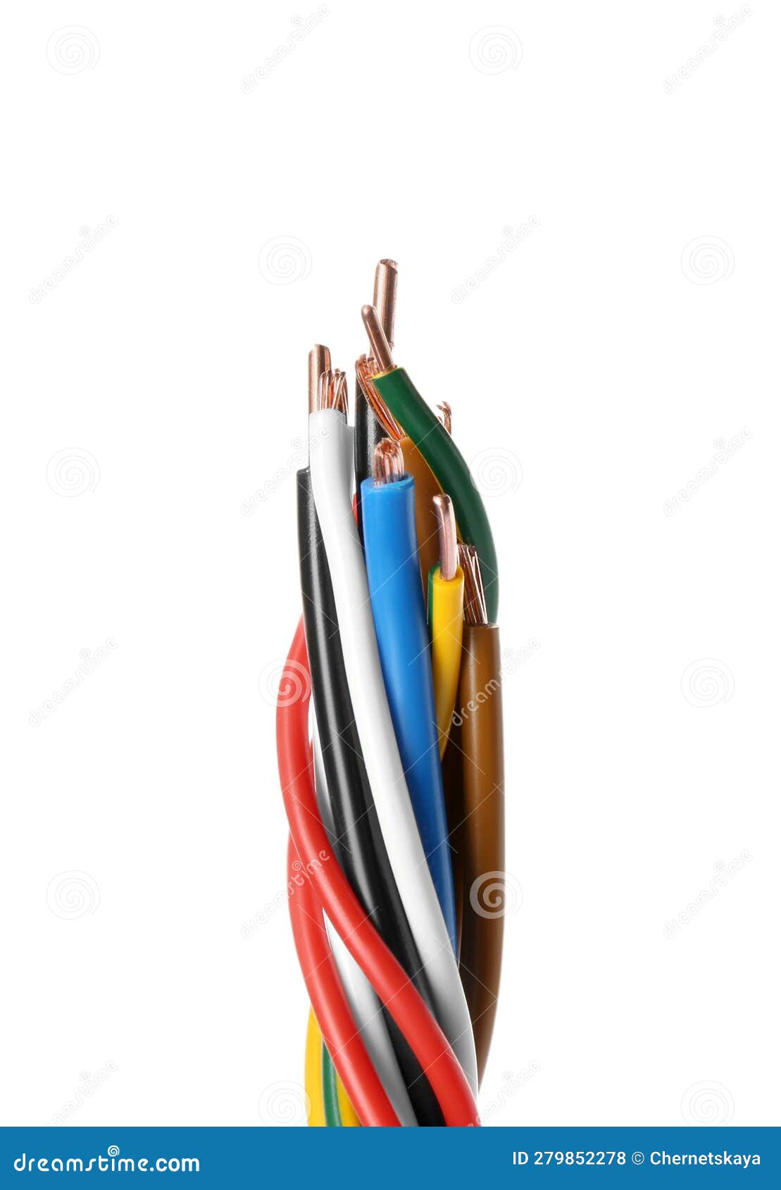 New Colorful Electrical Wires Isolated on White Stock Photo - Image of ...