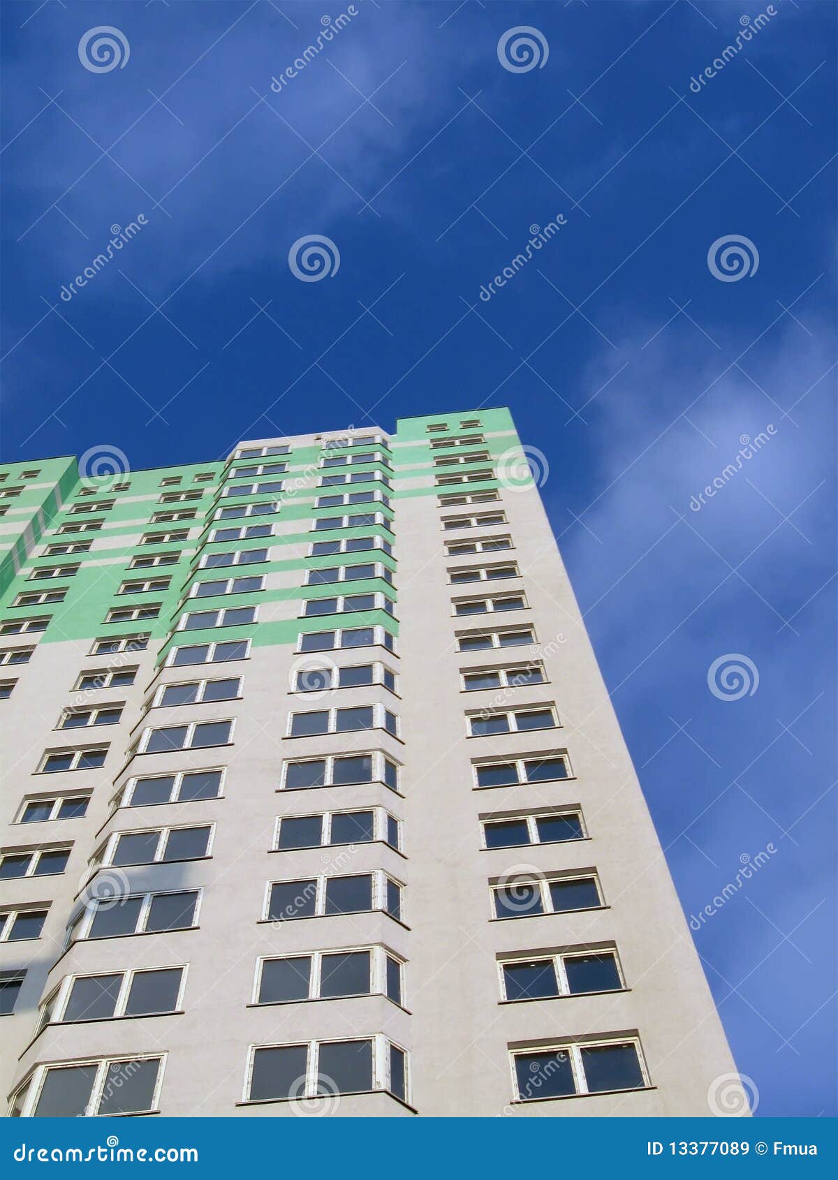 New Colorful Green Building, Blue Sky Stock Image - Image of estate ...