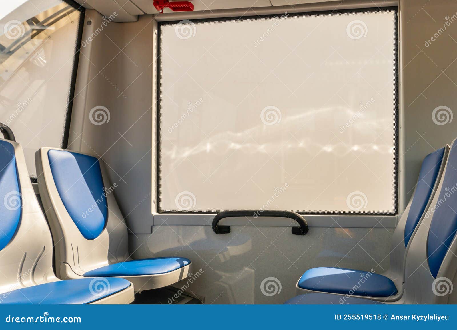 New Comfortable Seats in a Modern Public Bus. a Large Window in the Bus ...