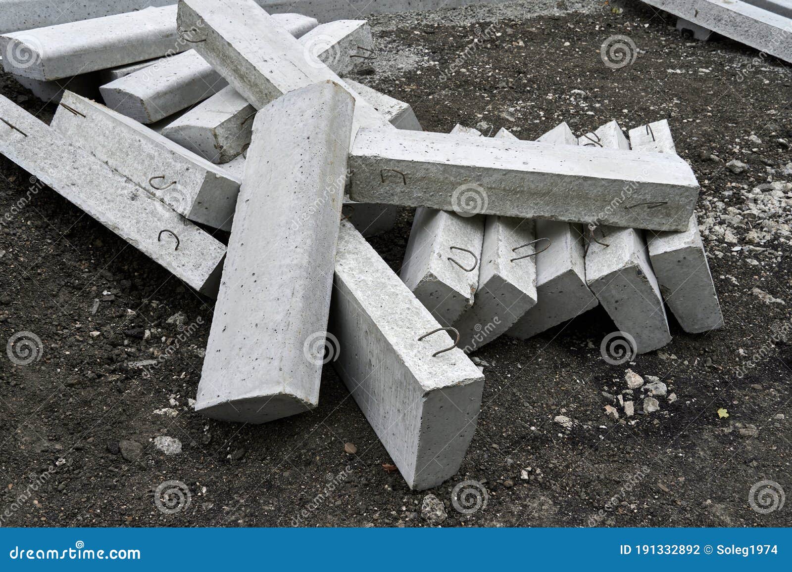 New Concrete Blocks and Curbs for Road Construction Stock Photo - Image ...