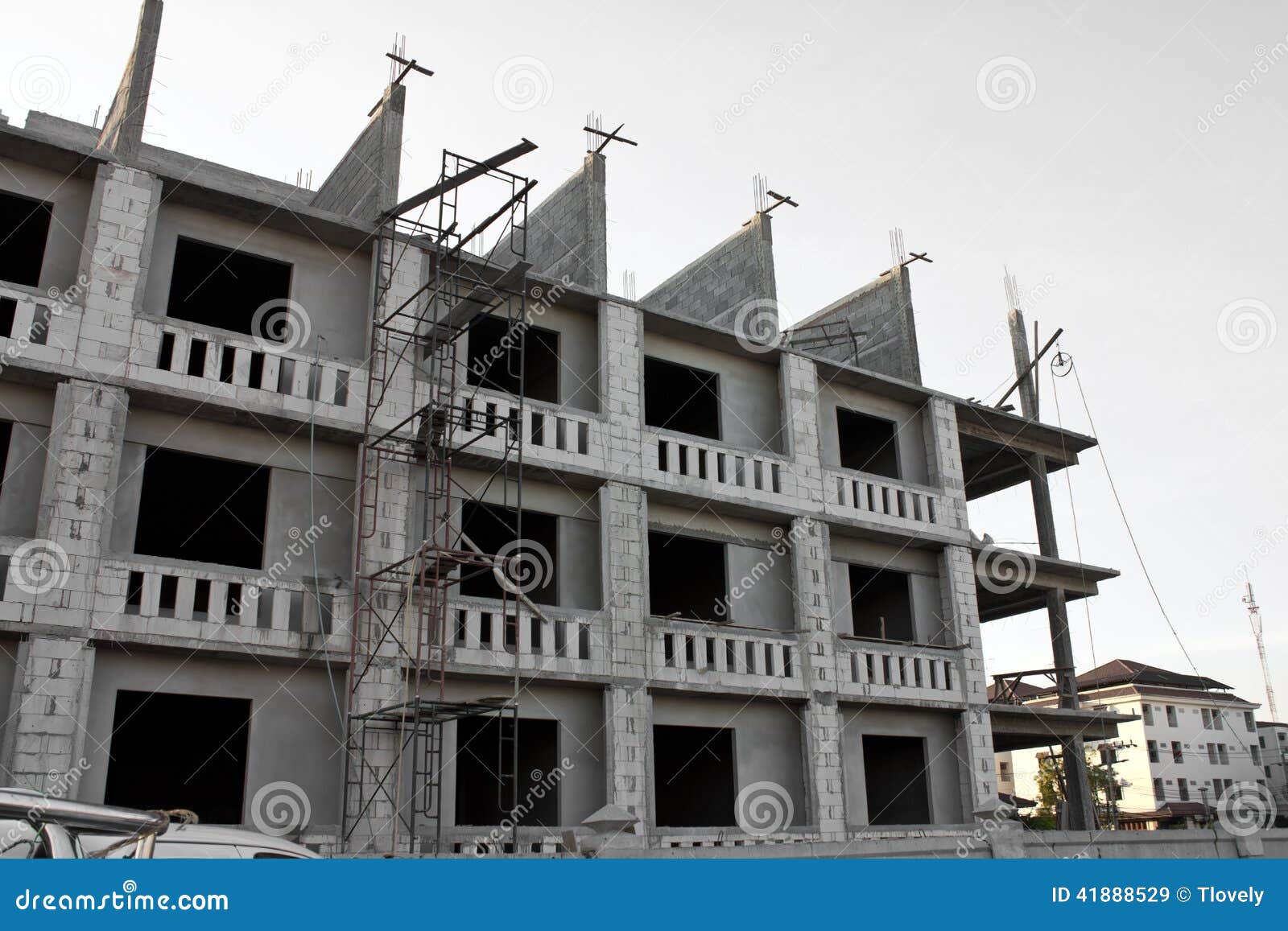 The New Condo Development Construction Stock Image - Image of blue ...