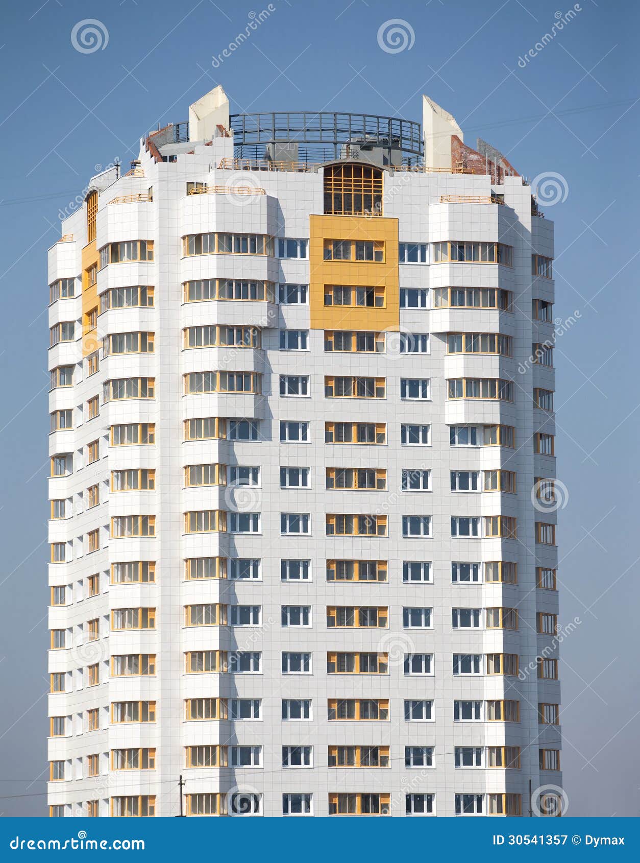 New Construction Building Over Clear Blue Sky Stock Image - Image of ...