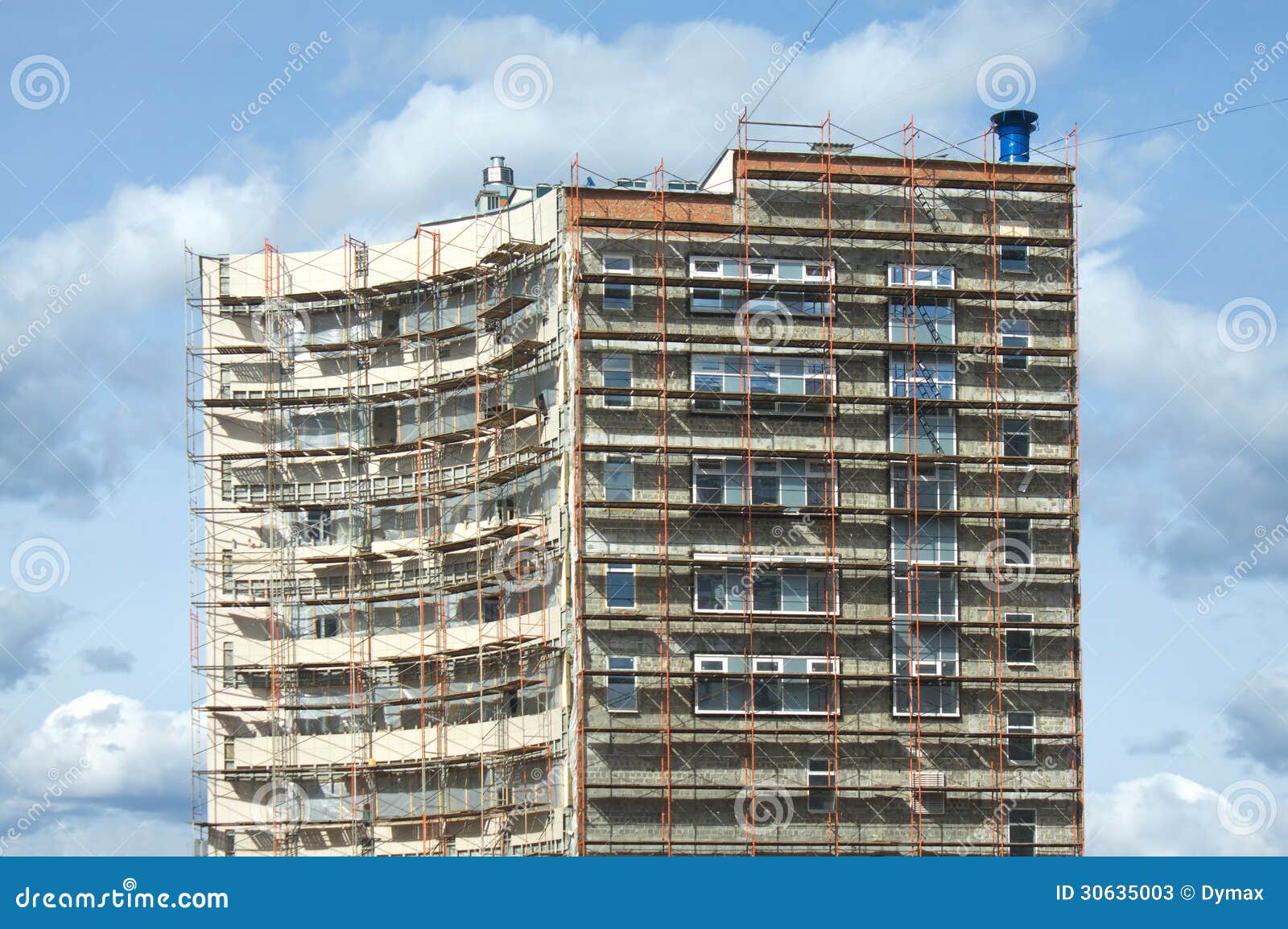 New Construction Building Over Sky and Clouds Stock Image - Image of ...