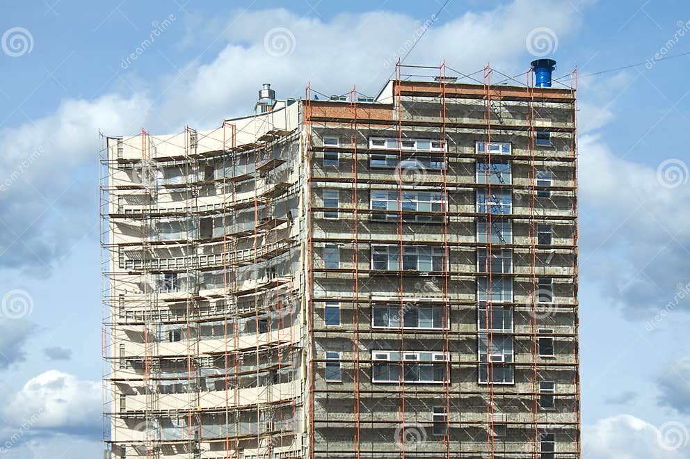 New Construction Building Over Sky and Clouds Stock Image - Image of ...