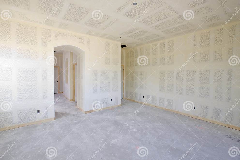 New Construction of Drywall Interior Stock Image - Image of floor ...