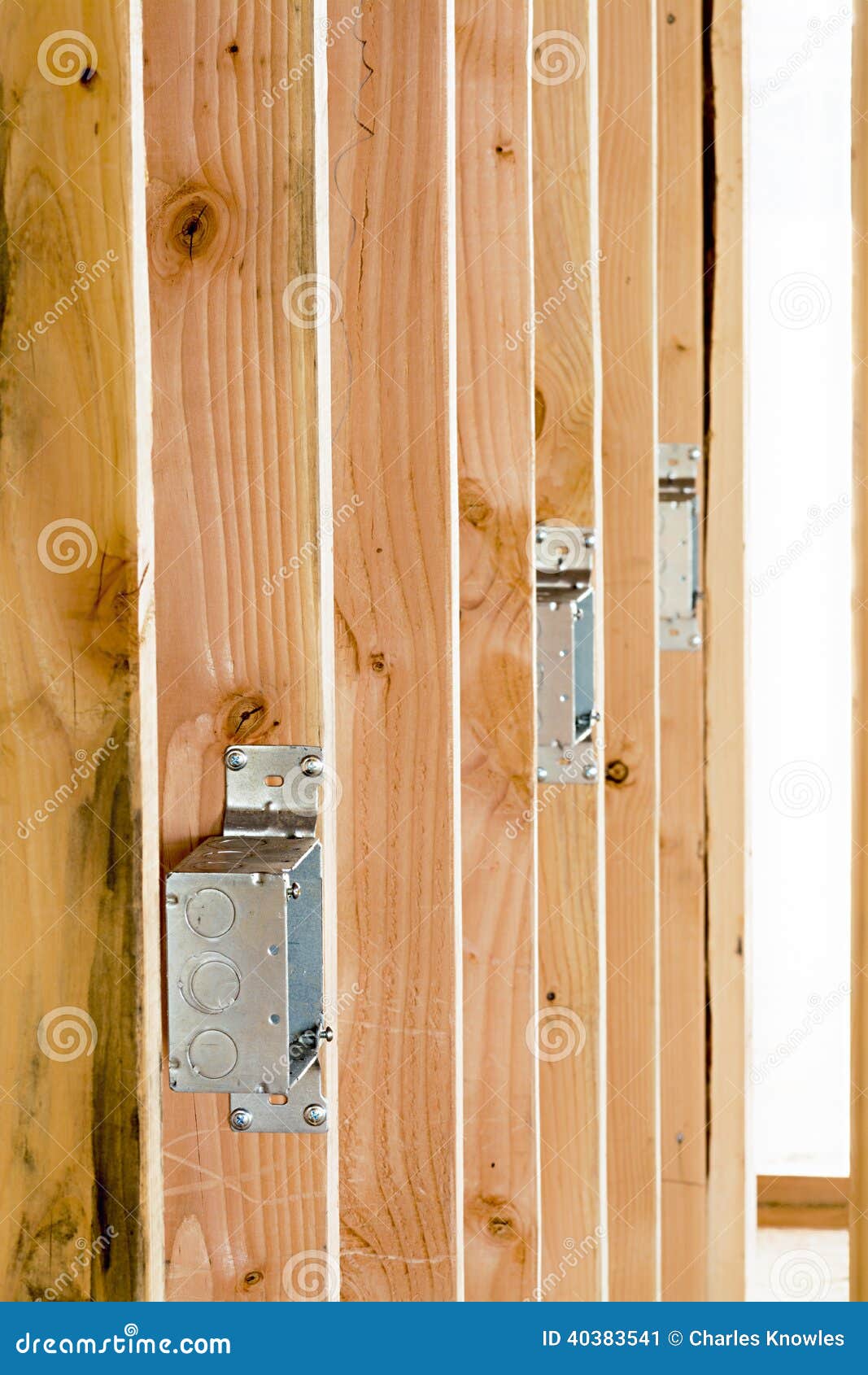 New Construction Electrical Boxes Stock Image - Image of wood ...