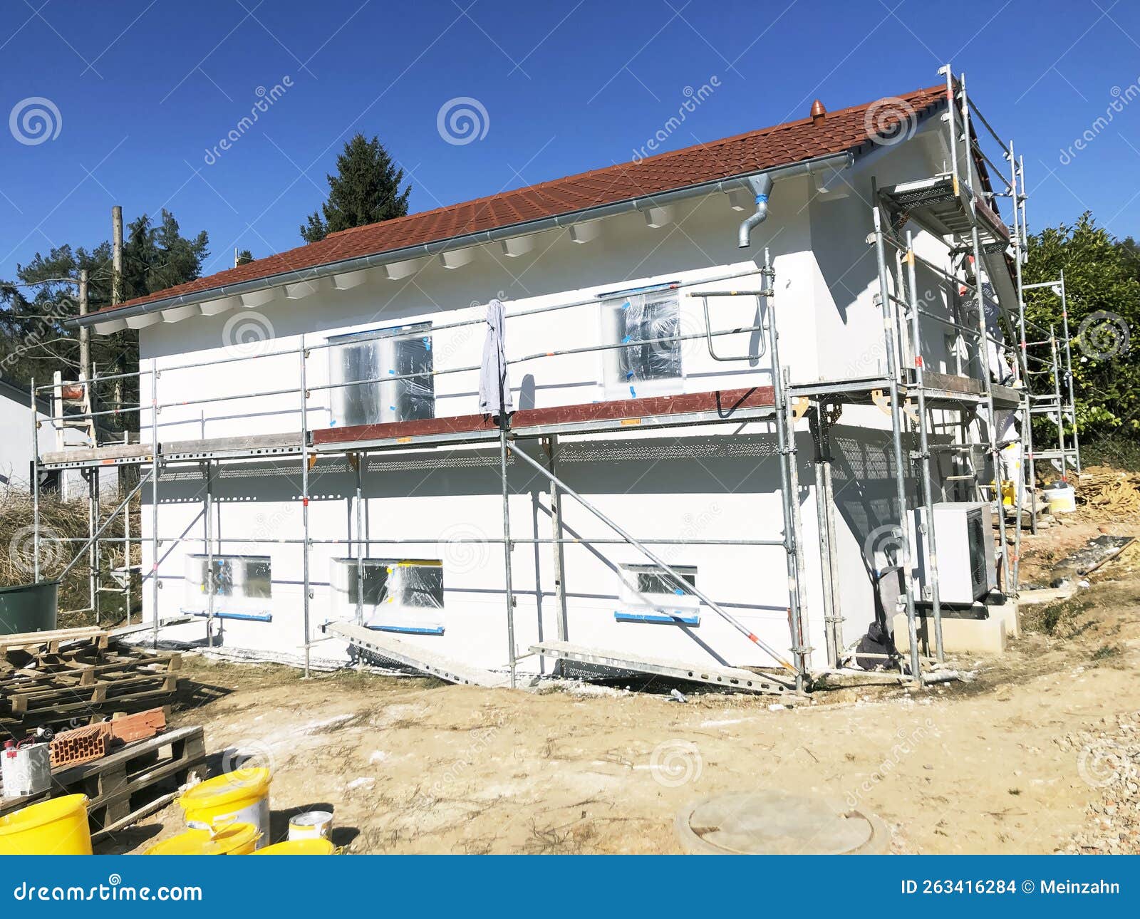 New Construction with Finished Base Plaster Stock Photo - Image of ...