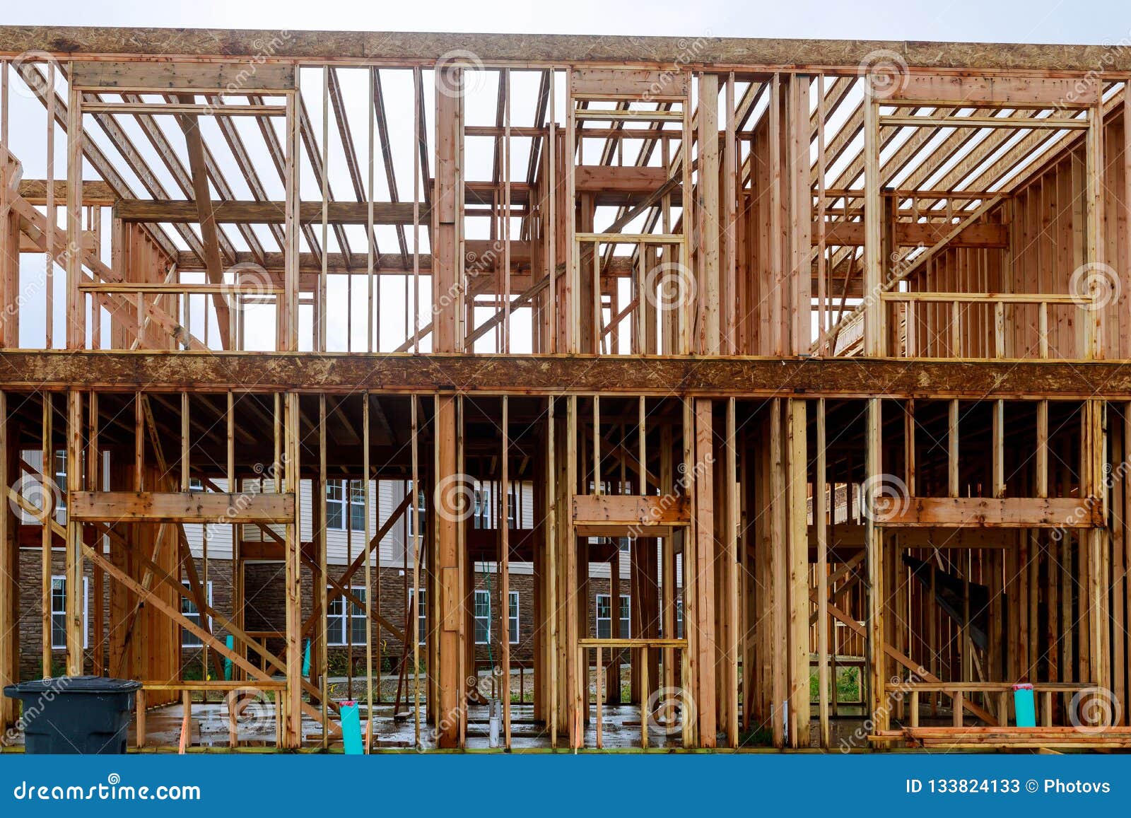New Construction Framing House with Frame Stock Image - Image of wooden ...