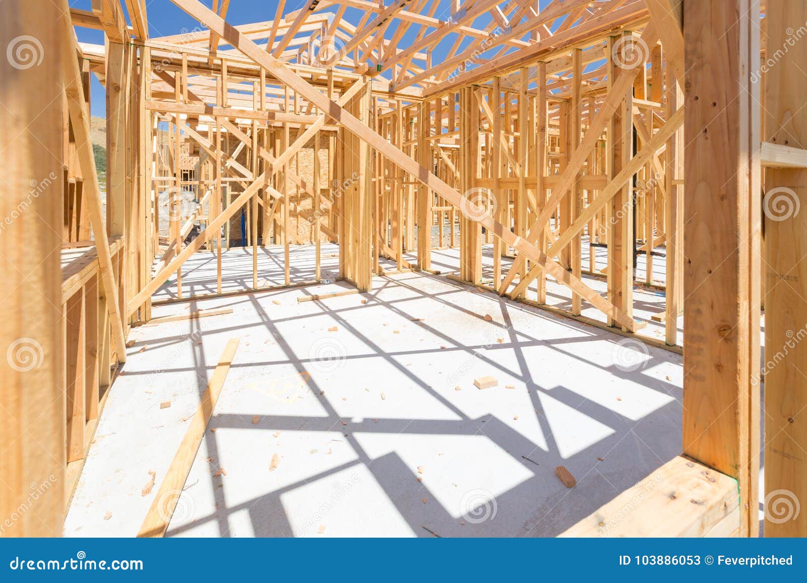 New Construction House Framing Stock Image - Image of frame, real ...