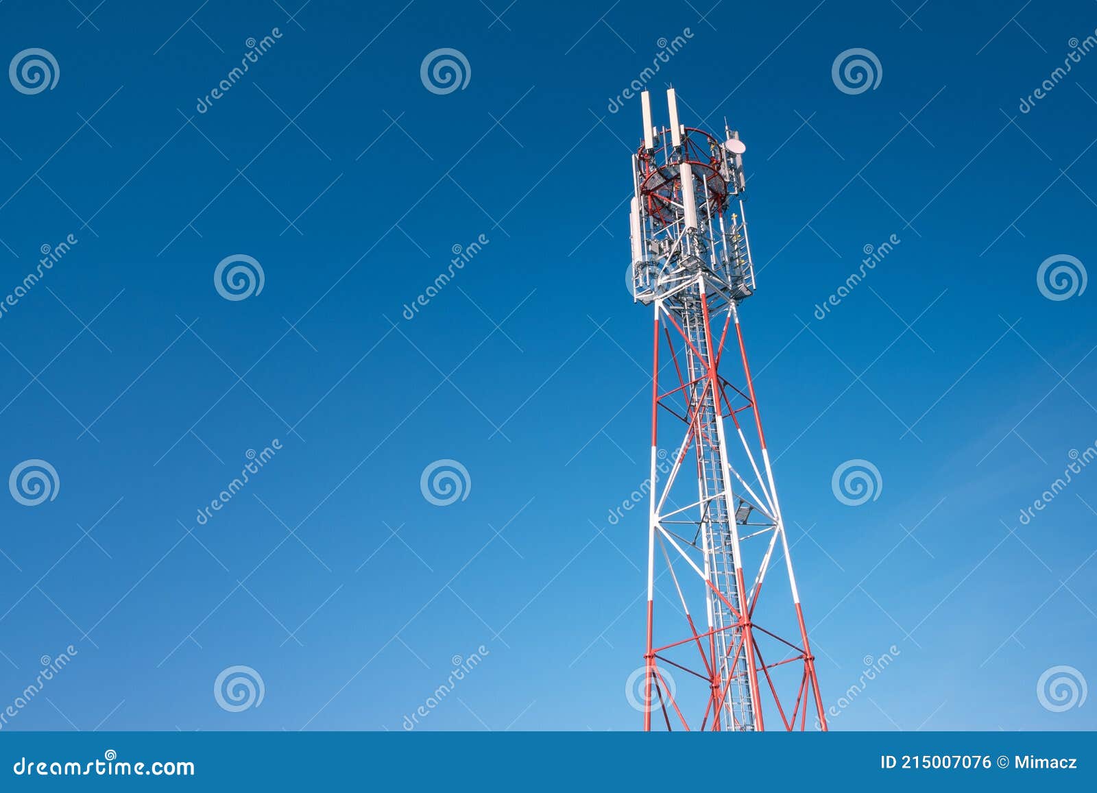 New Construction of a Modern Mobile Network Transmitter, Red and White ...