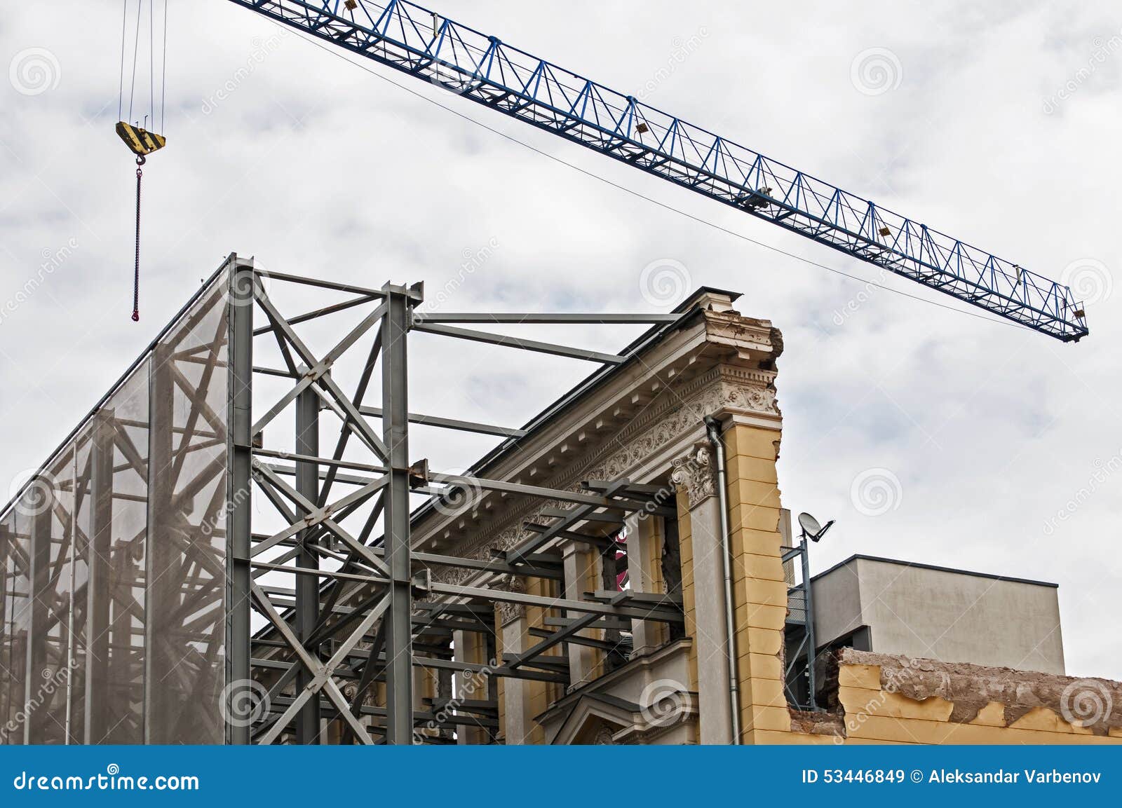 New Construction with Old Facade Stock Image - Image of modern, city ...