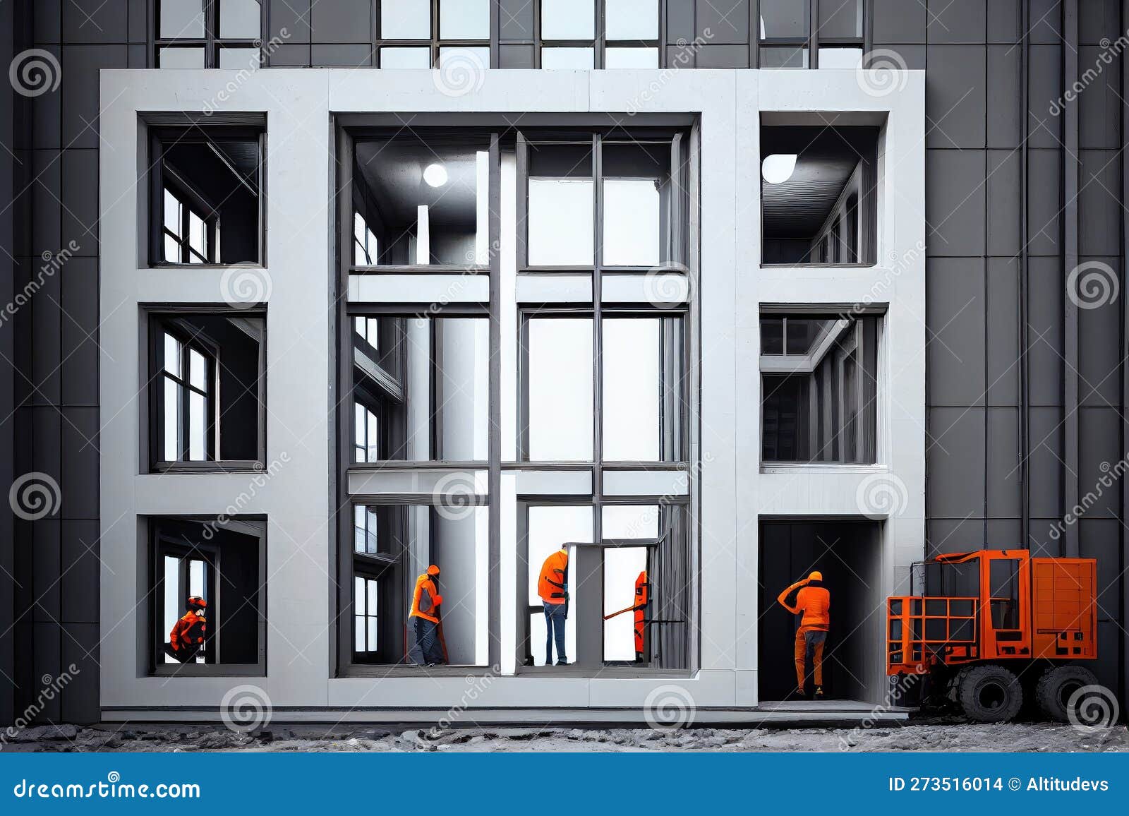 New Construction Project, Showing Plastic Windows Being Installed in ...