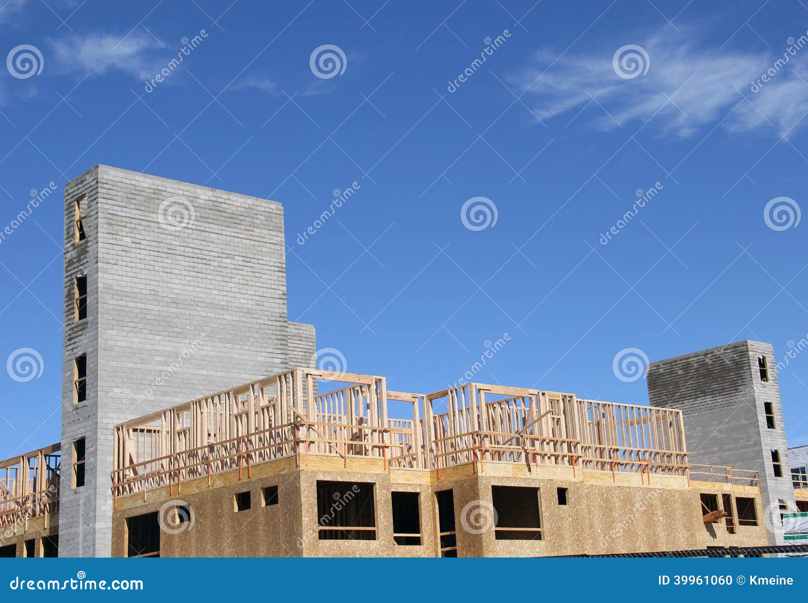 New Construction with Two Brick Elevator Shafts Stock Photo - Image of ...