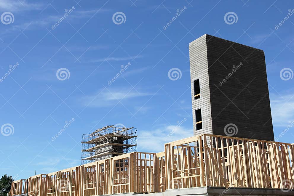 New Construction with Two Elevator Shafts Stock Photo - Image of ...