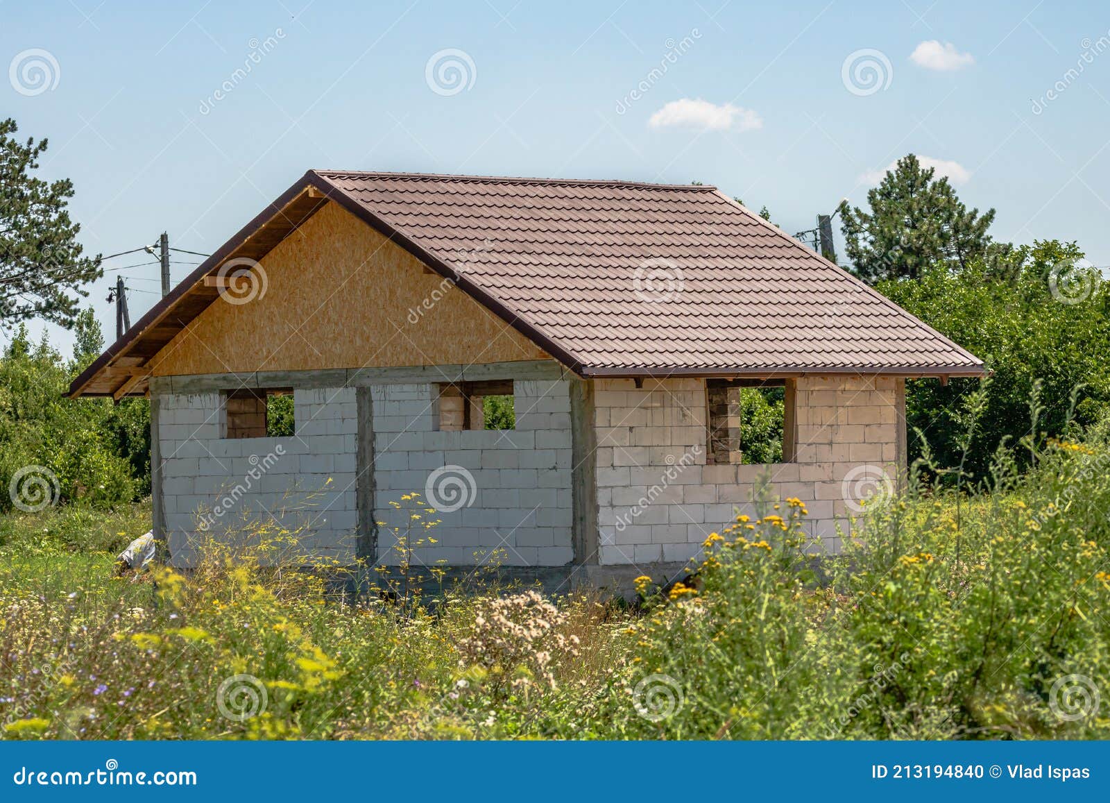 New Construction, Unfinished Small House in a Rural Area Stock Photo ...