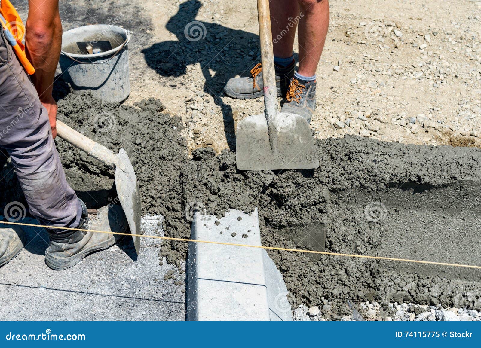 New curb construction stock image. Image of development - 74115775