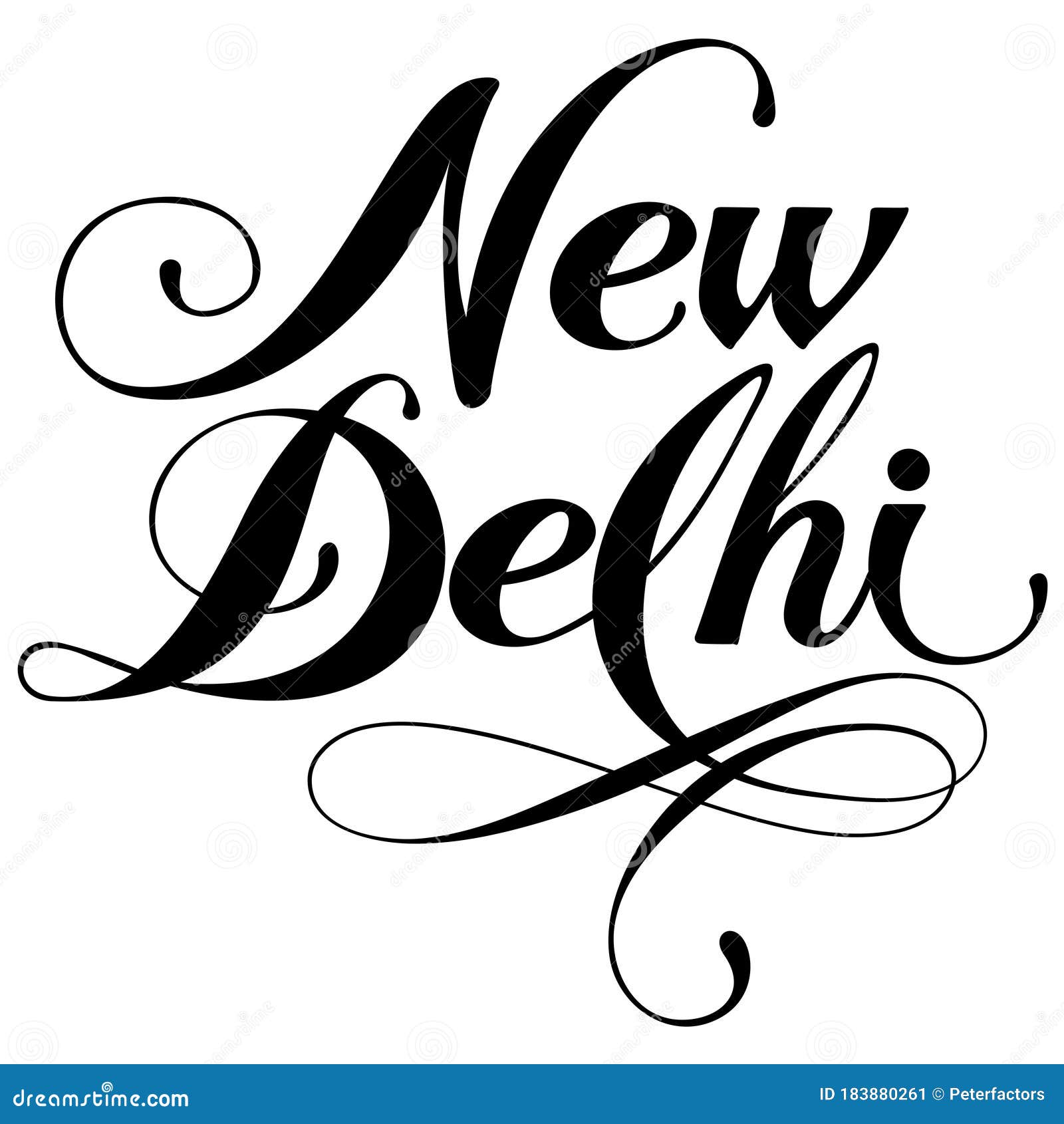 New Delhi - Custom Calligraphy Text Stock Vector - Illustration of ...
