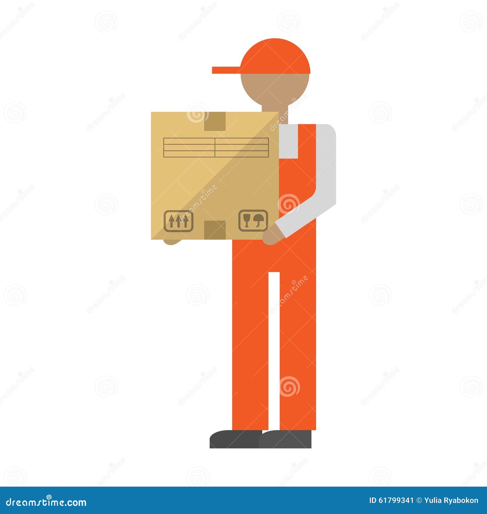 New delivery man with box stock vector. Illustration of icon - 61799341
