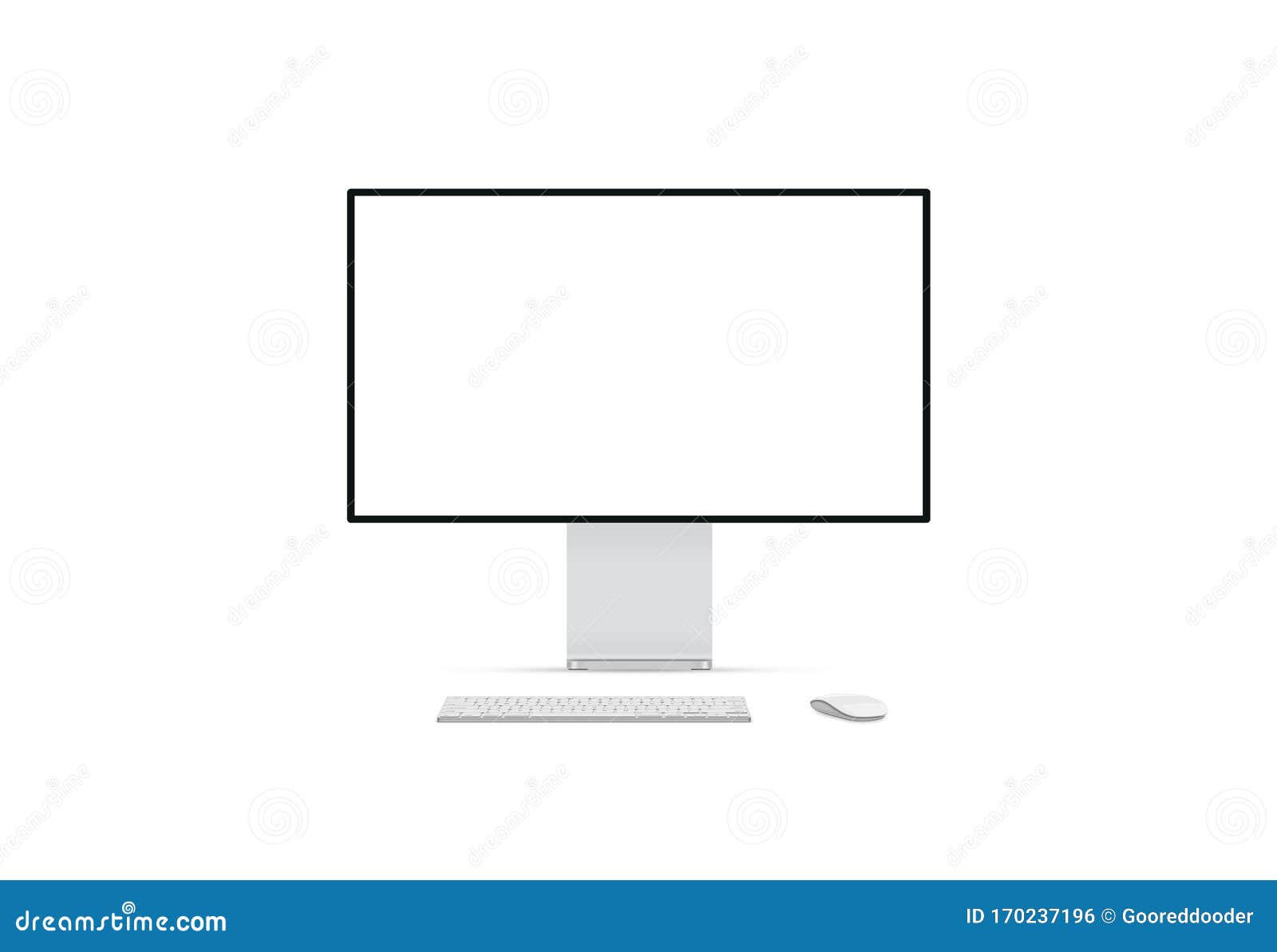 New Desktop Computer Pro Display with Keyboard and Mouse on Background ...