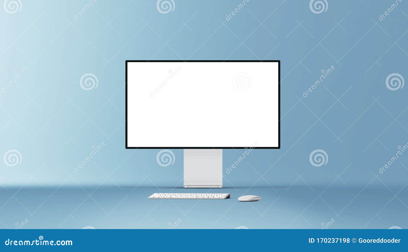 New Desktop Computer Pro Display with Keyboard and Mouse on Background ...