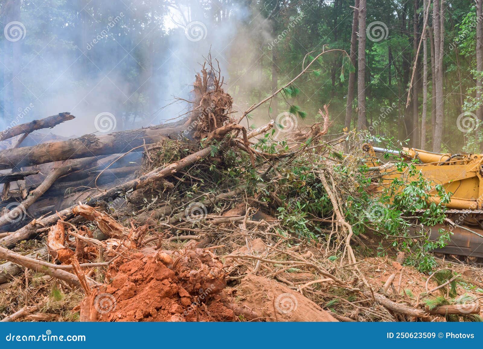 New Development Clearing on Forest Property Clearing Big Tree Root ...