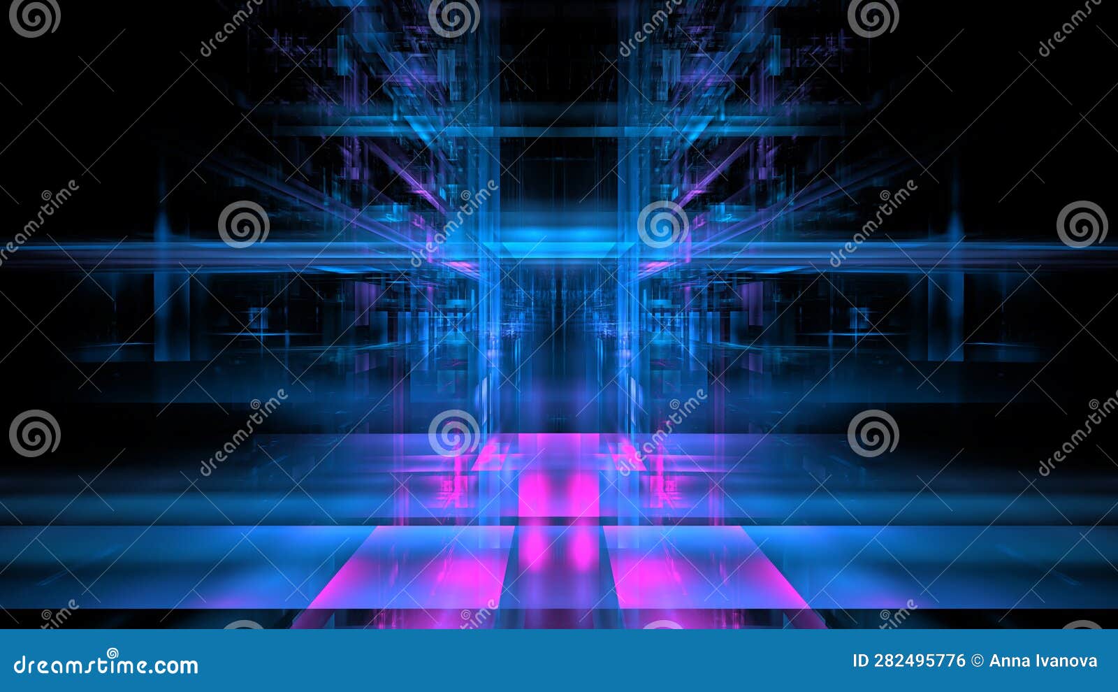 New Digital Technology Background, Dark Neon Light, Motion Blur, Fantastical Glow. 3d Render ...