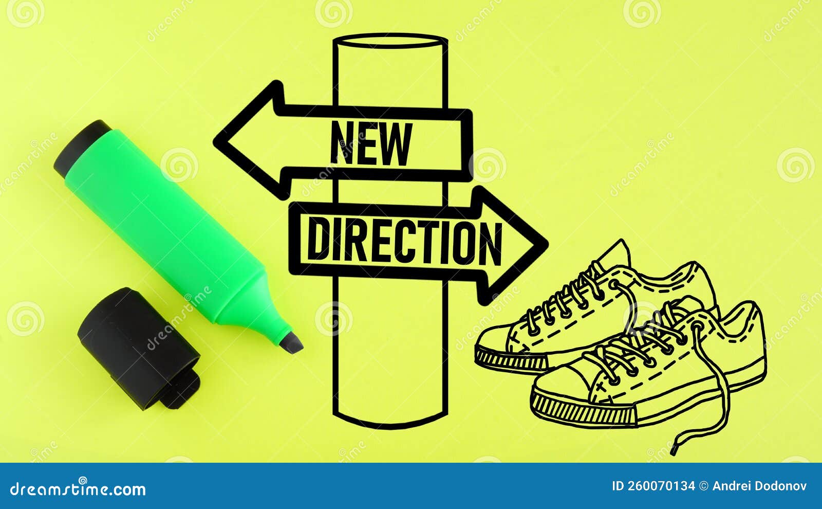 New Direction is Shown Using the Text Stock Illustration - Illustration ...