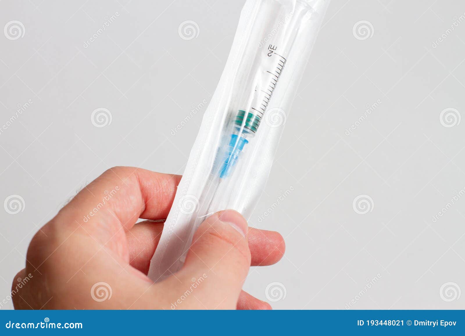 New Disposable Sealed Syringe in Package on Hand Stock Image - Image of ...