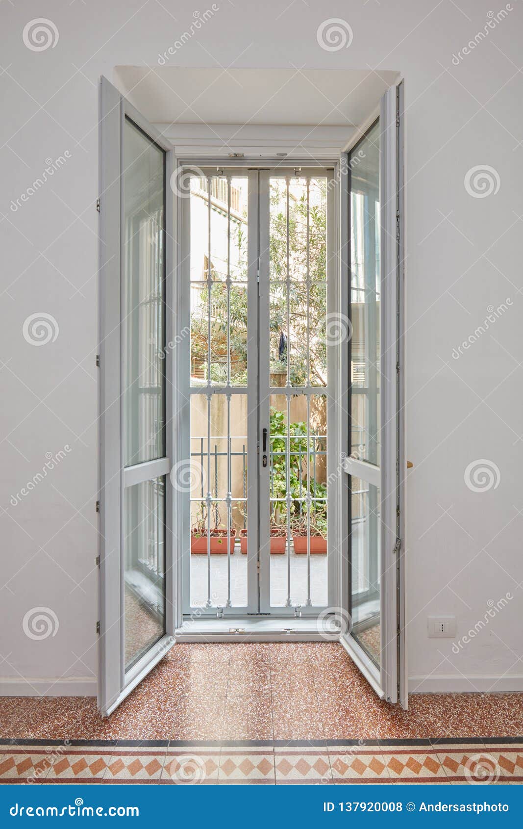 New Double Glazed Open Window with Gate in White, Renovated Apartment ...