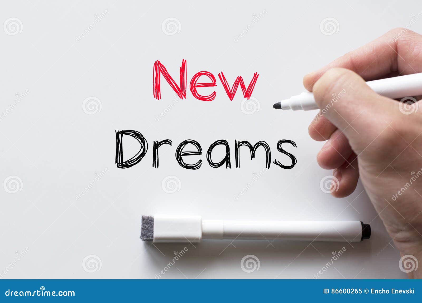 New Dreams Written on Whiteboard Stock Image - Image of persistence ...