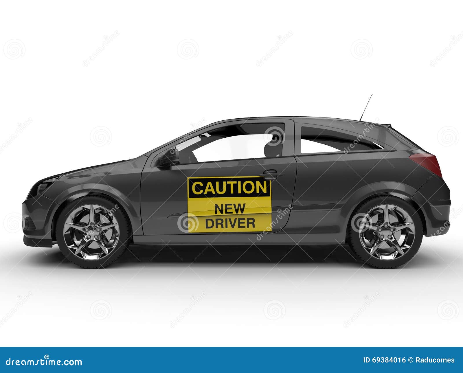 New Driver Sign on Side View Stock Illustration - Illustration of ...