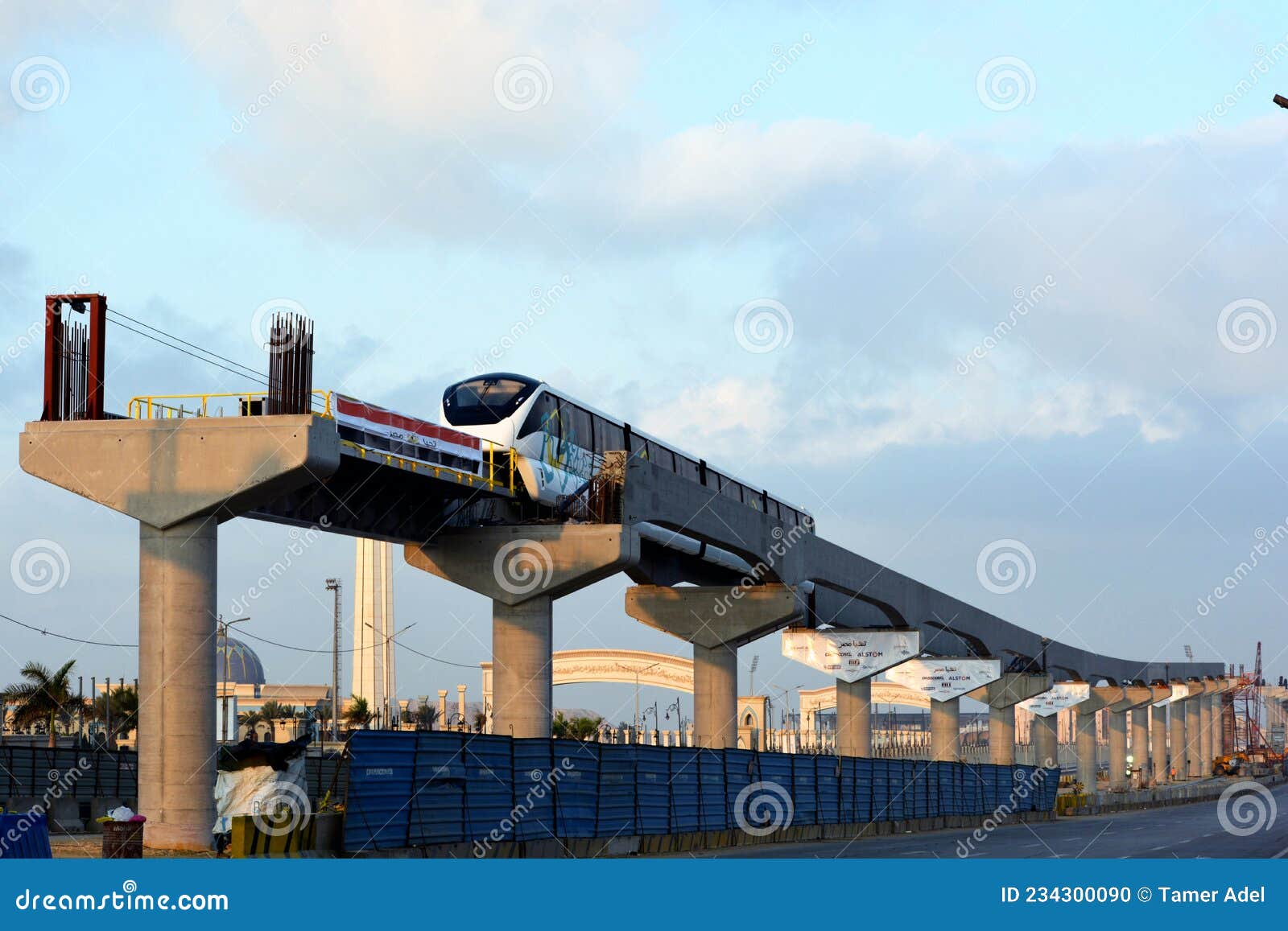 A New Electric Monorail Train Installed on Its Elevated Metro Railway ...
