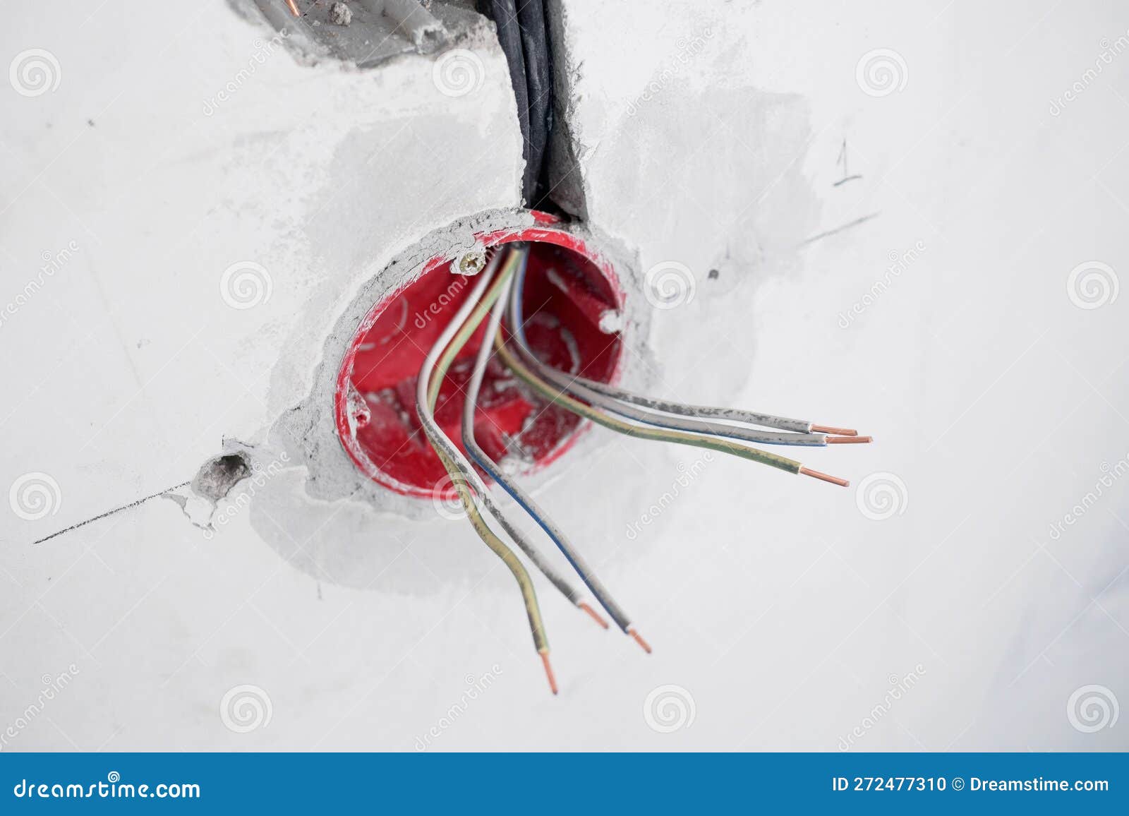 New Electrical Plastic Box Sockets And Electrical Cables Stock Photo ...