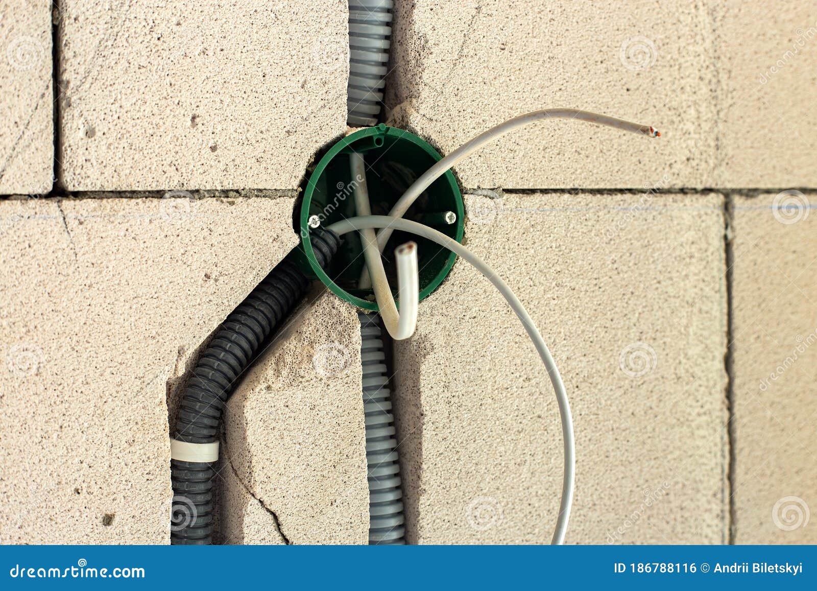New Electrical Wiring Installation, Plastic Boxe and Electrical Cable ...