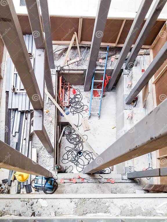 New Elevator Shaft Construction Stock Image - Image of frame, cables: 72744613