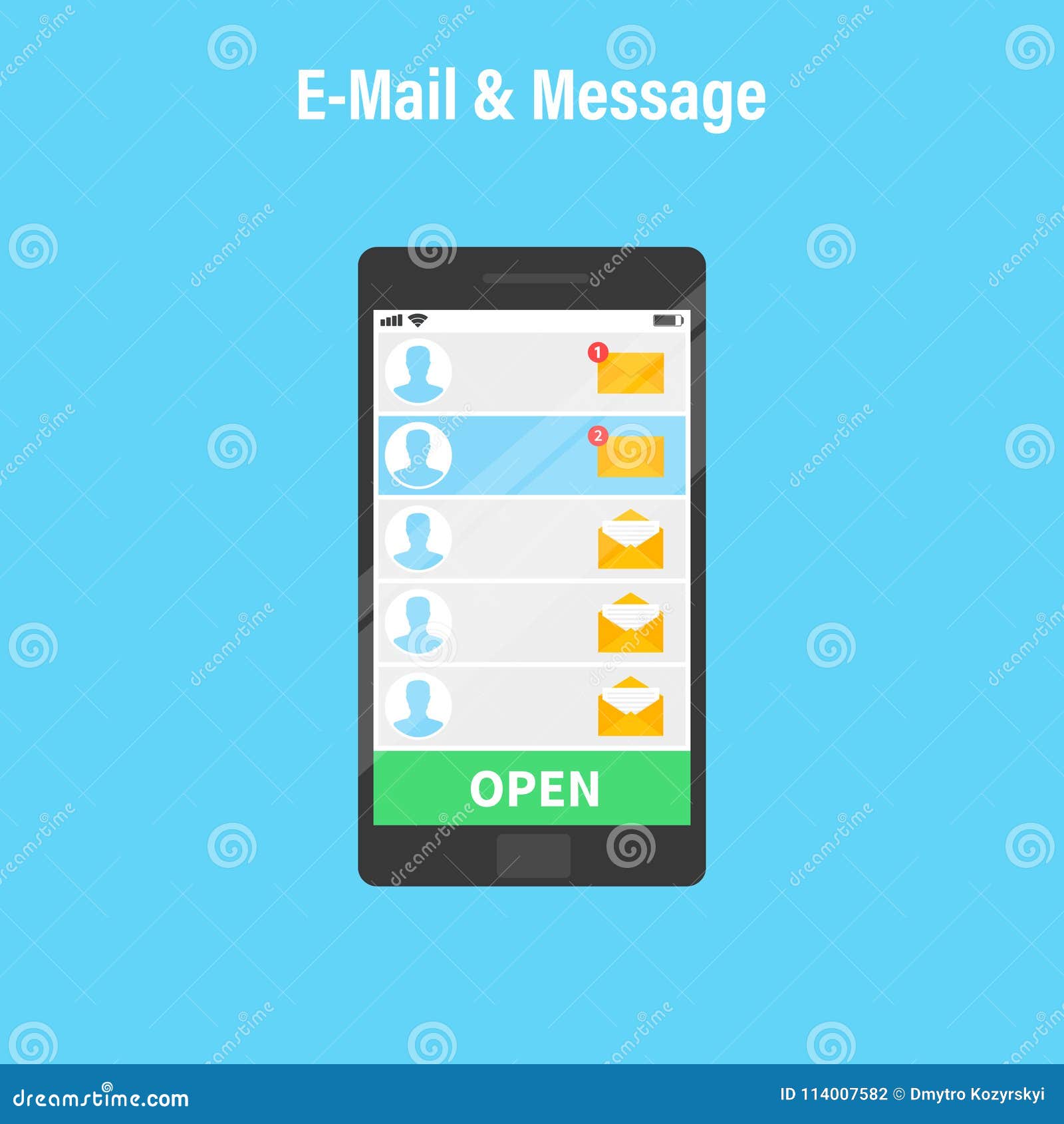 New Email. Human Hand Holding the Smartphone with E-mail Application ...