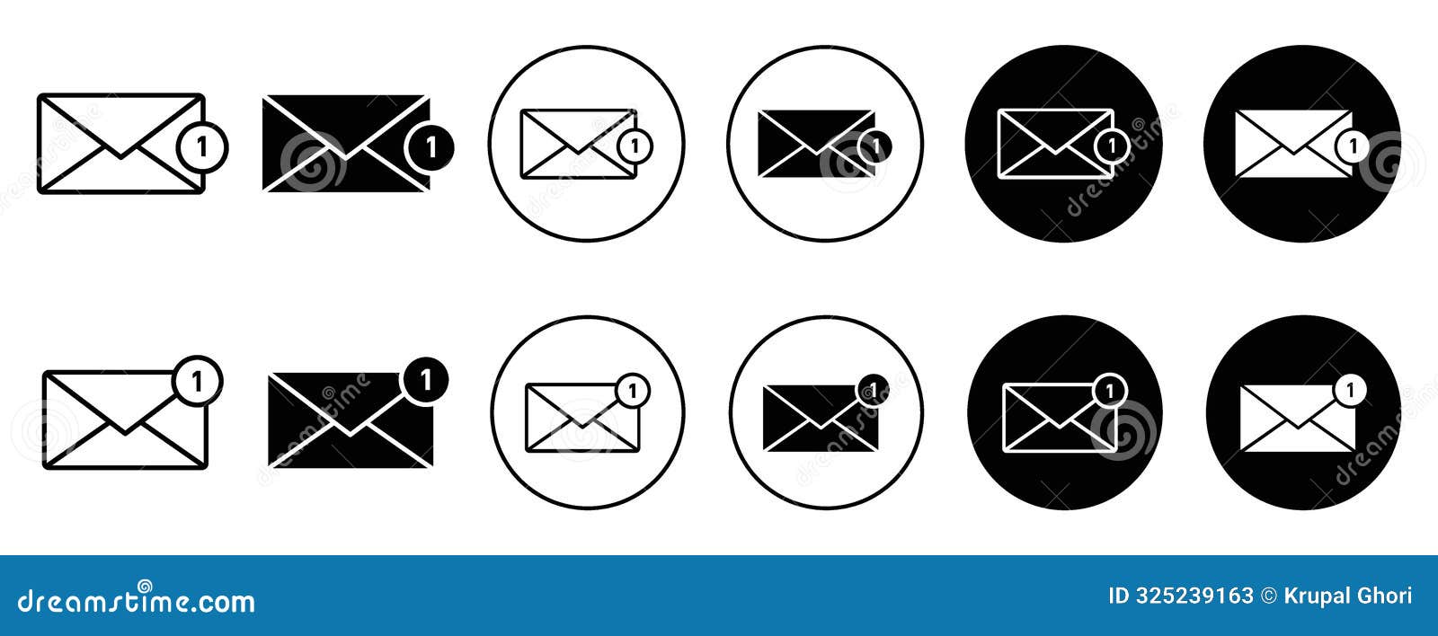 New Email Icon Outline Flat Icon Stock Illustration - Illustration of ...