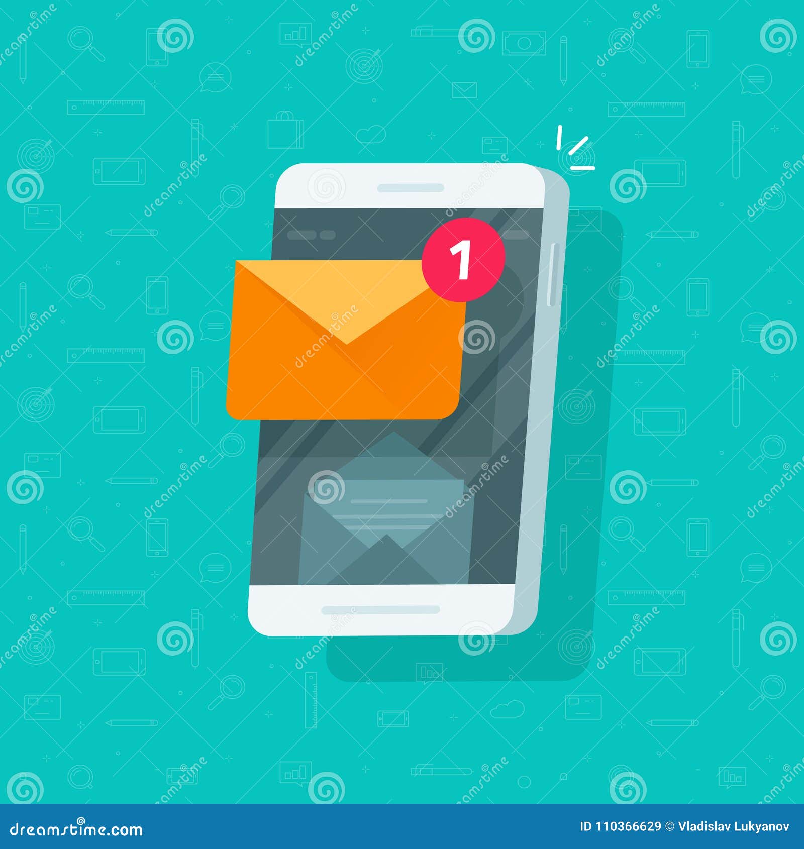 New Email Notification On Laptop, Computer Symbol Flat Cartoon Design ...