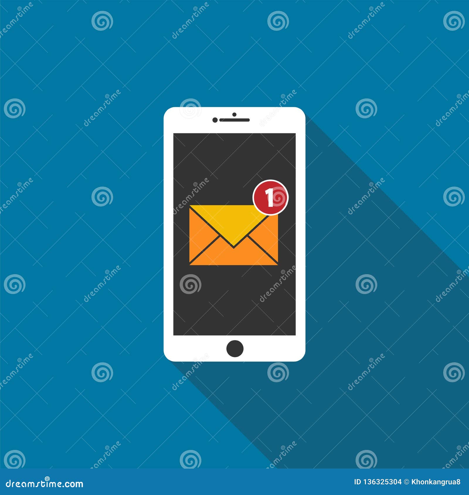 New Email Notification on Mobile Phone Vector Illustration Stock Vector ...