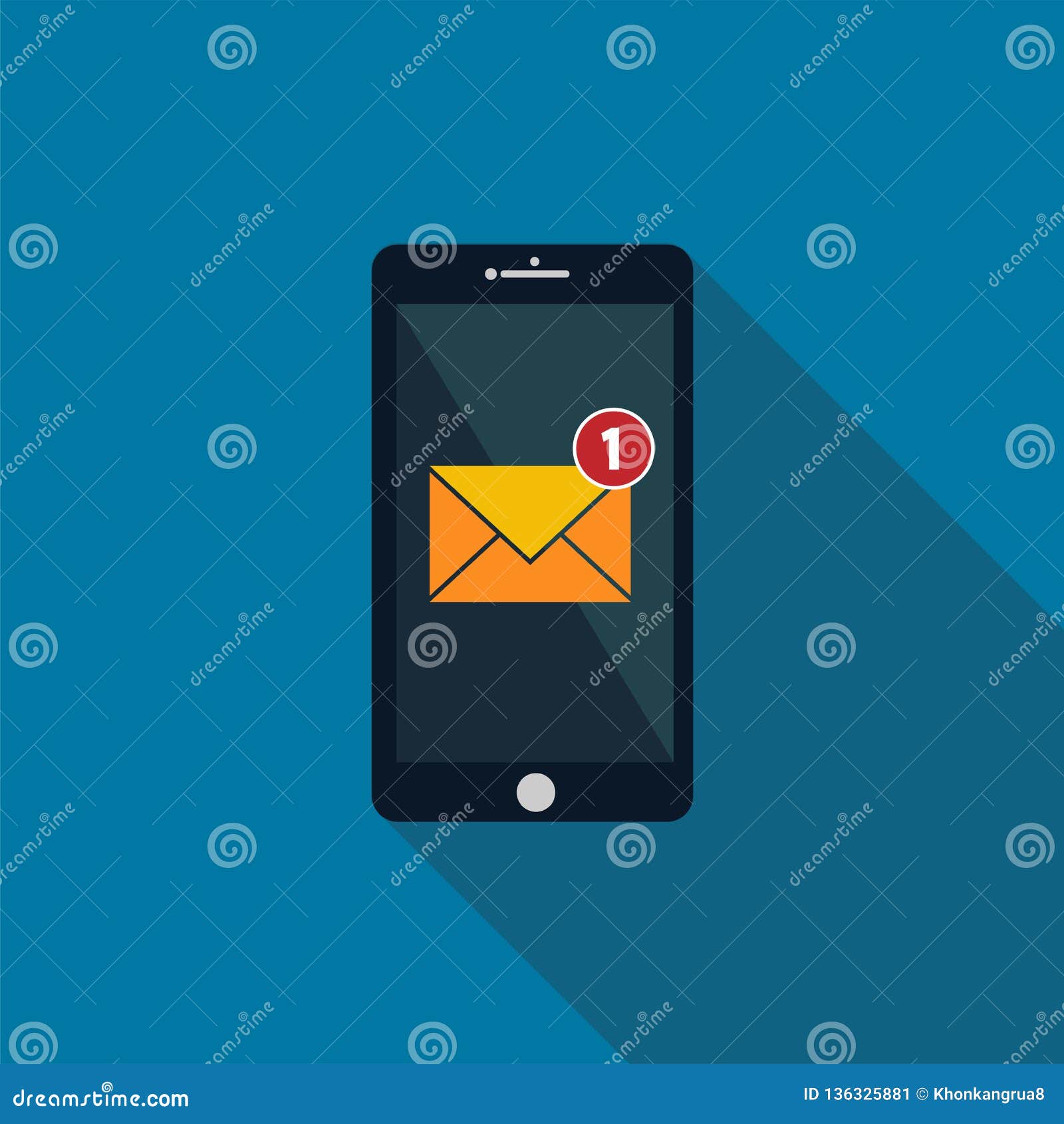 New Email Notification on Mobile Phone Vector Illustration Stock Vector ...