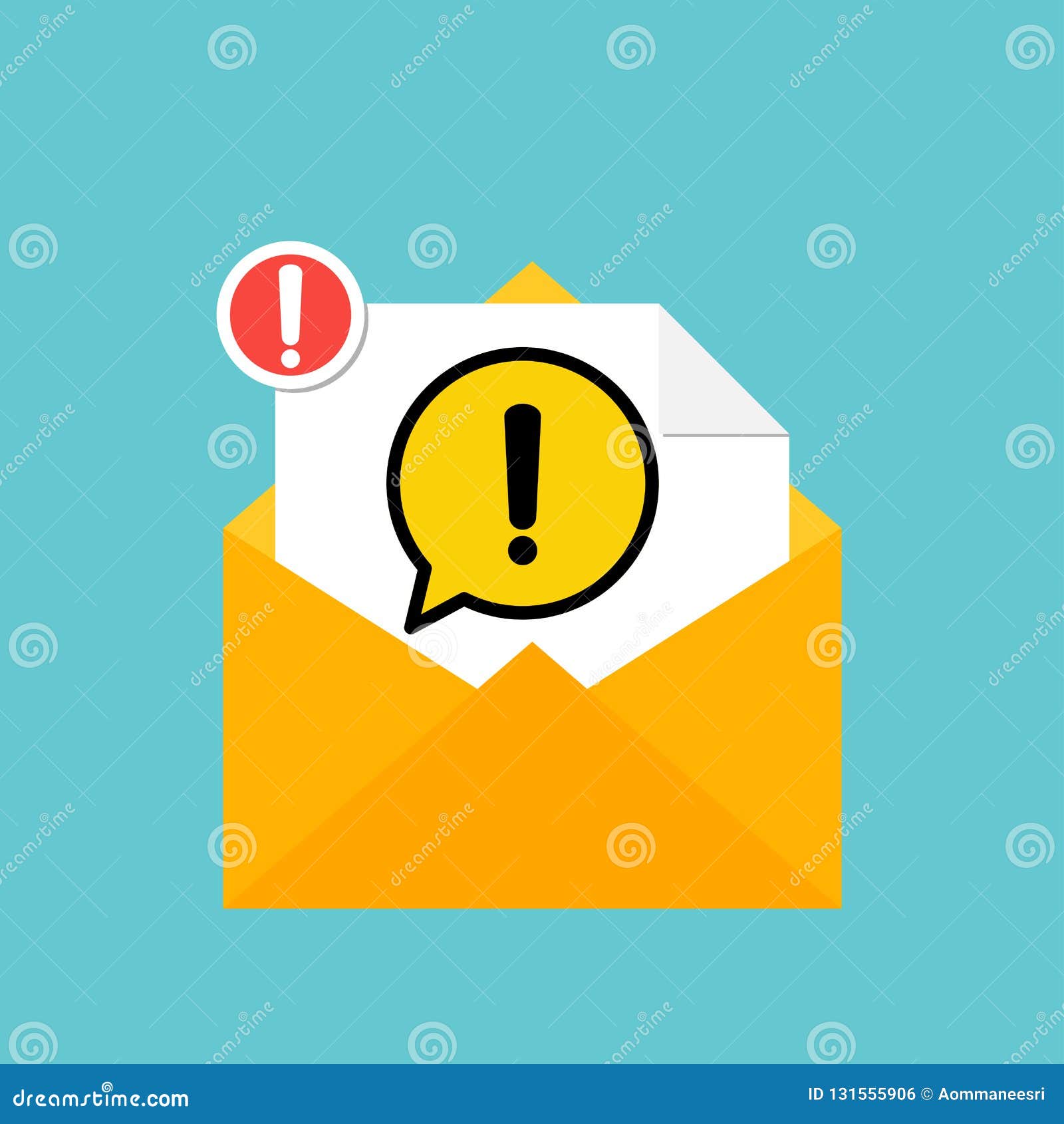 New Email Notification with Yellow Danger Warning Attention Sign in a ... New Email Notification with Yellow Danger Warning Attention Sign in a ...