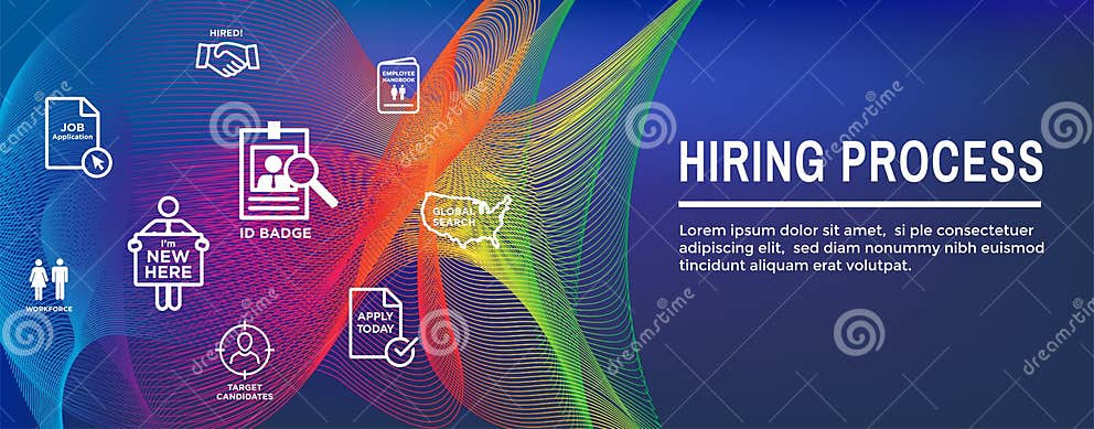New Employee Hiring Process Icon Set - Web Header Banner Stock Vector ...