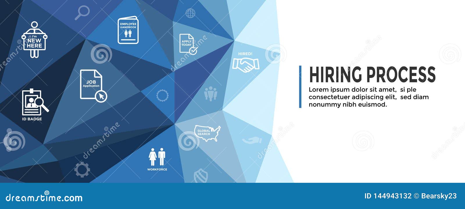 New Employee Hiring Process Icon Set - Web Header Banner Stock Vector ...